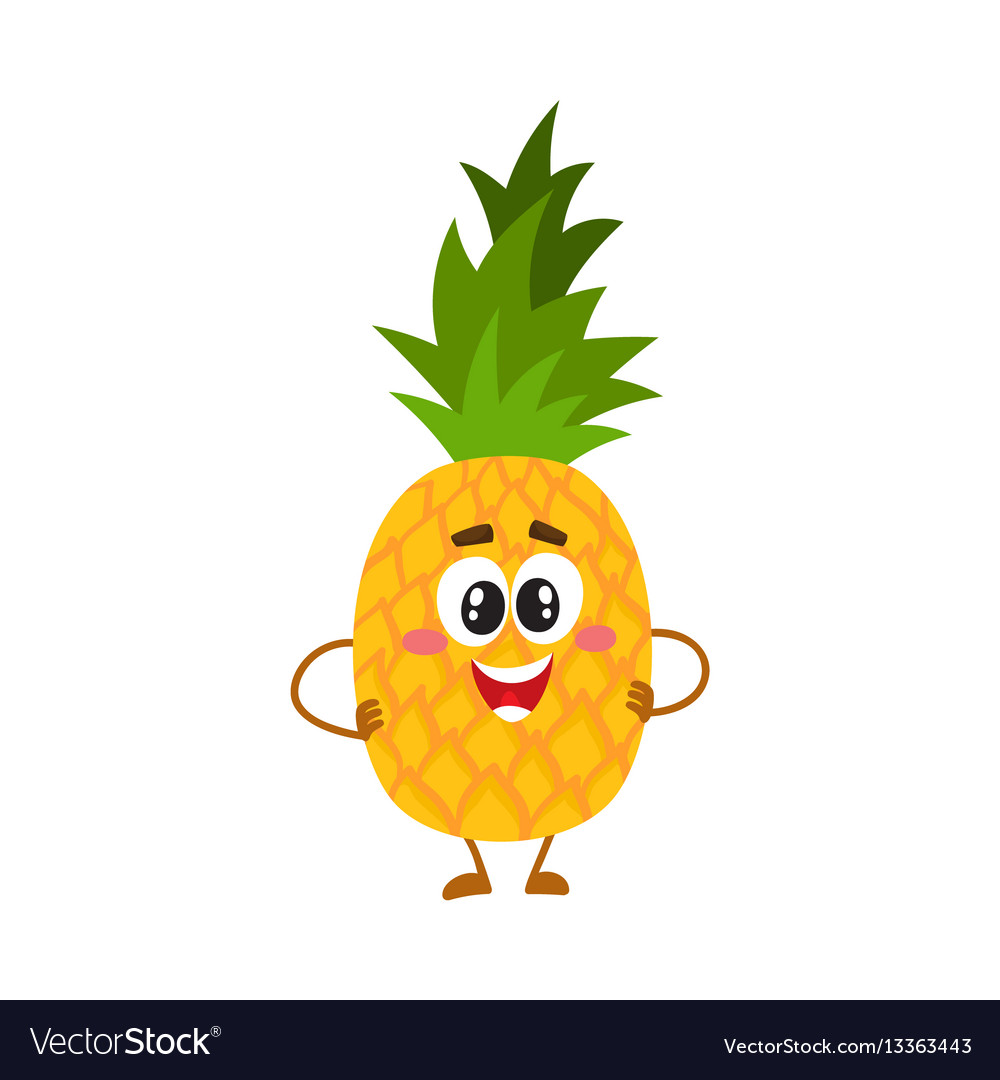 Pineapple character with smiling face standing Vector Image