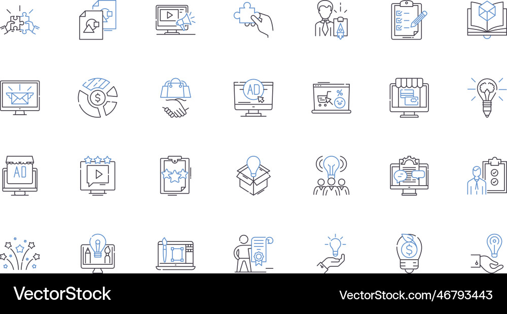 Public relations concept line icons collection Vector Image