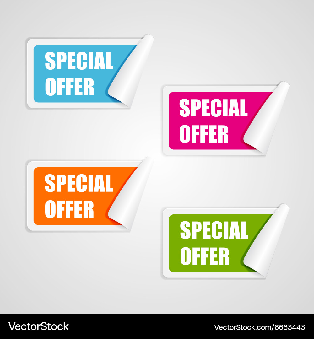 Set colorful square special offer stickers Vector Image