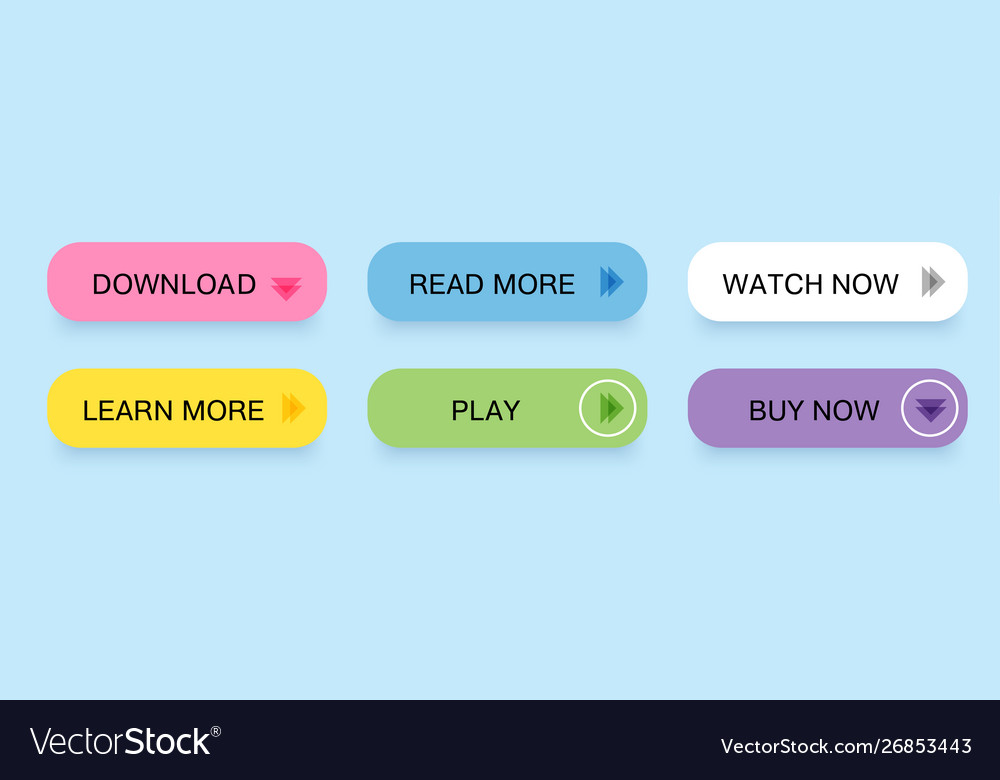 Set modern trendy buttons flat style Royalty Free Vector