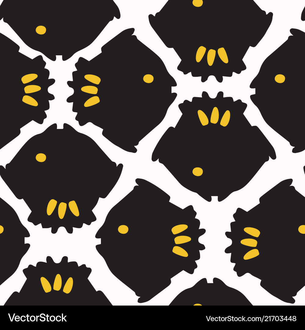Abstract geometric fish grid yellow and black Vector Image