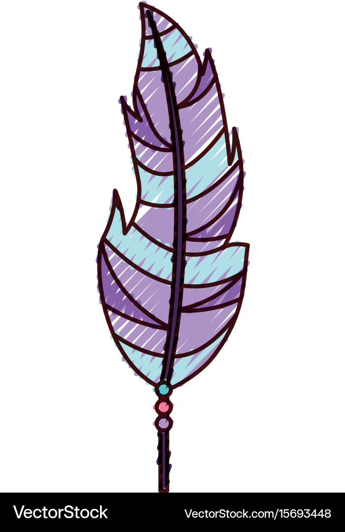 Boho style decorative feather Royalty Free Vector Image