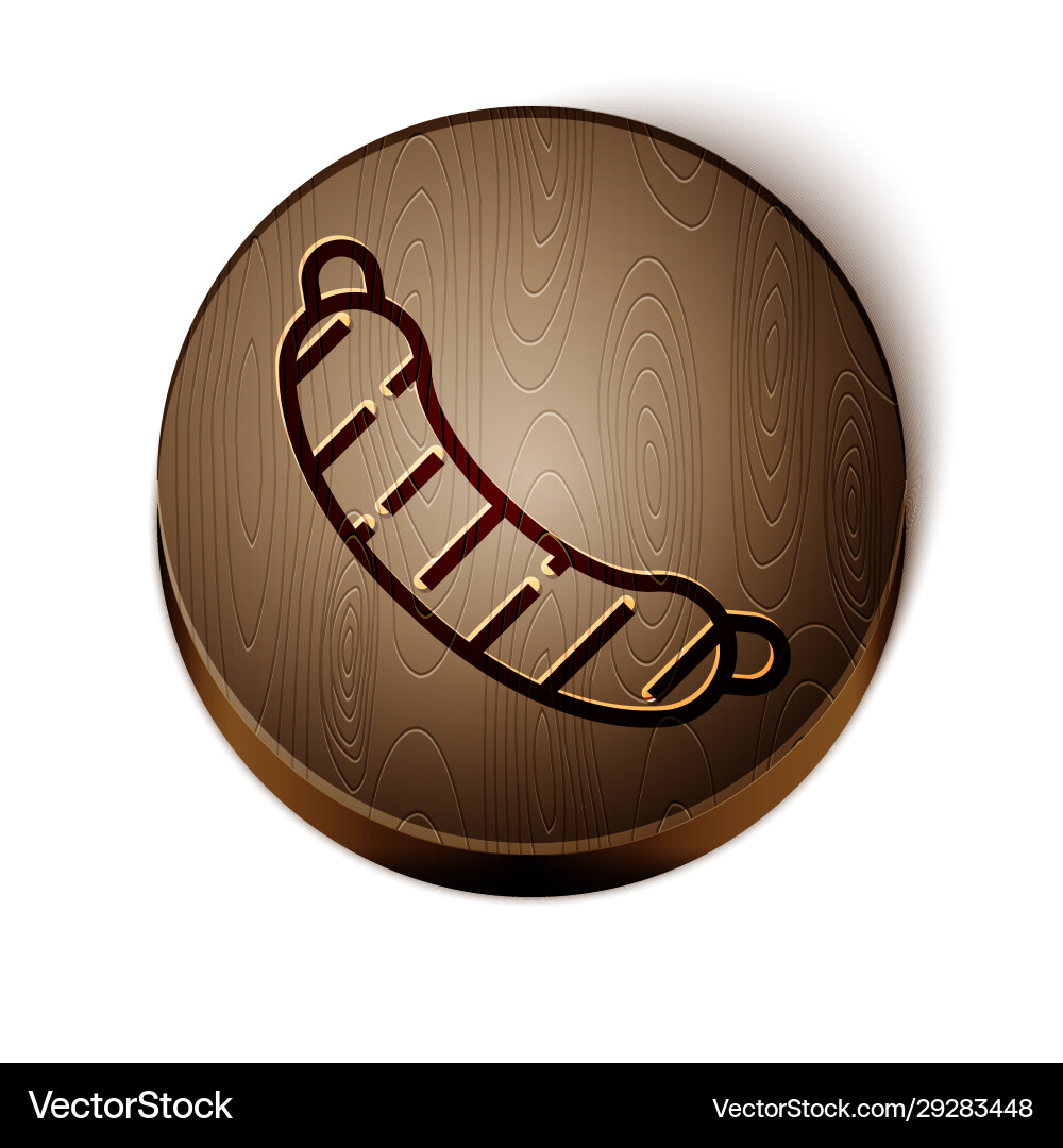 Brown line sausage icon isolated on white Vector Image