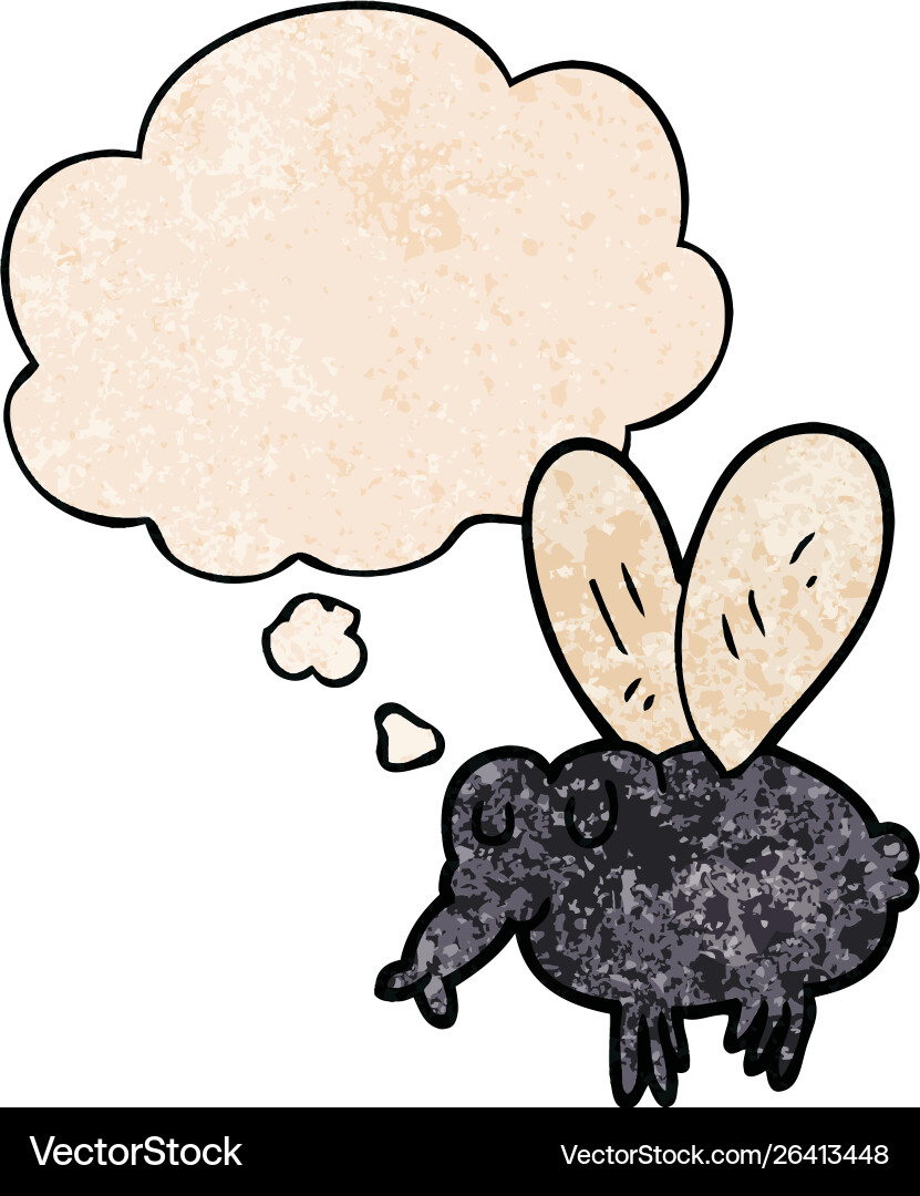 Cartoon fly and thought bubble in grunge texture Vector Image