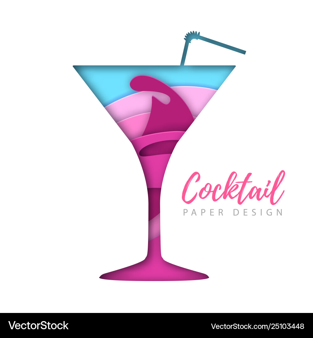 Cocktail cosmopolitan silhouette cut out paper Vector Image