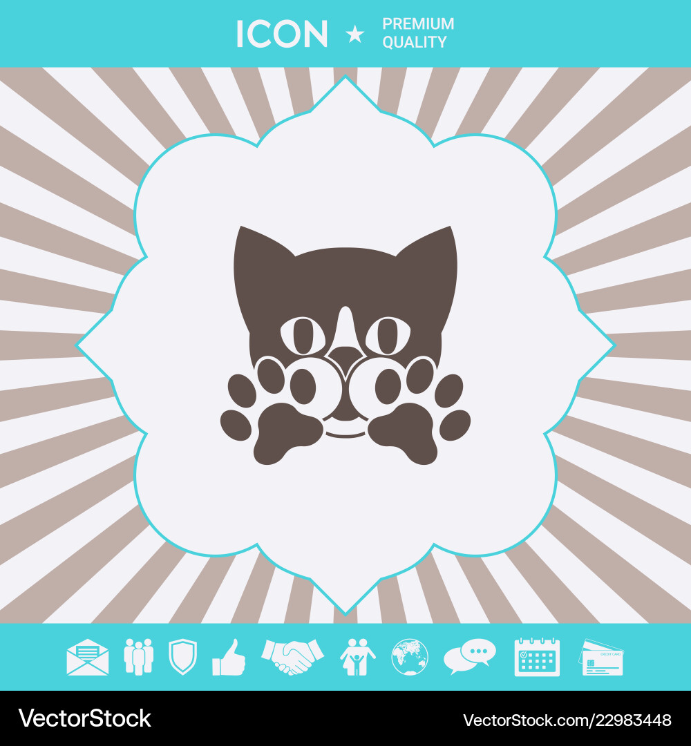 Cute cat paws - logo symbol protect sign Vector Image