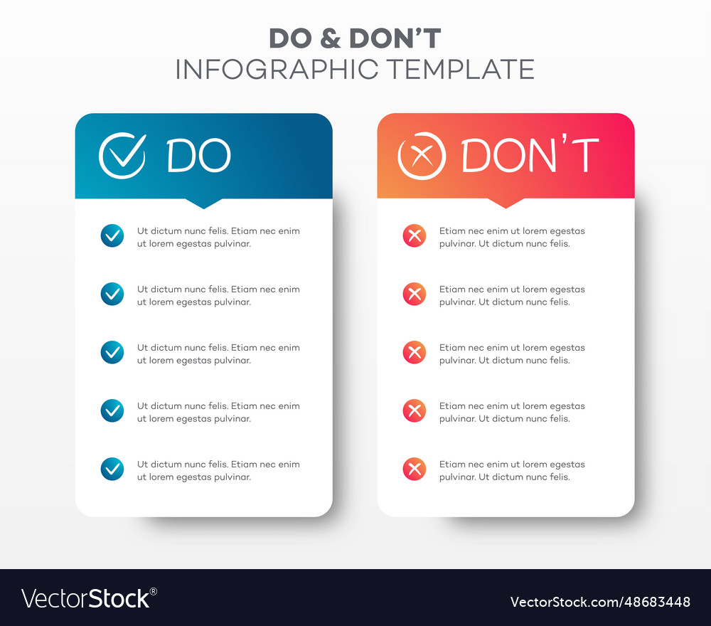 Do and dont infographic template Royalty Free Vector Image Do and dont infographic template Royalty Free Vector Image