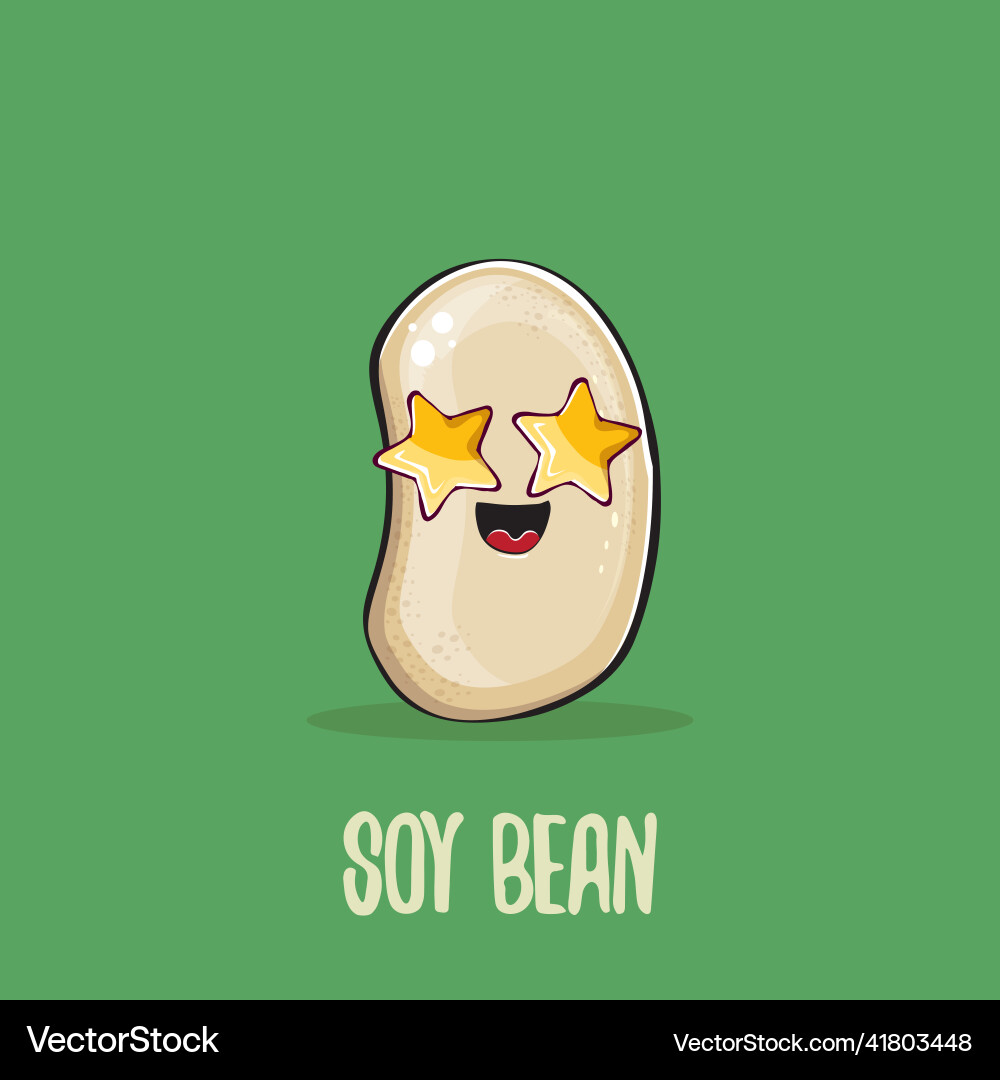 Funny cartoon cute soybean character Royalty Free Vector