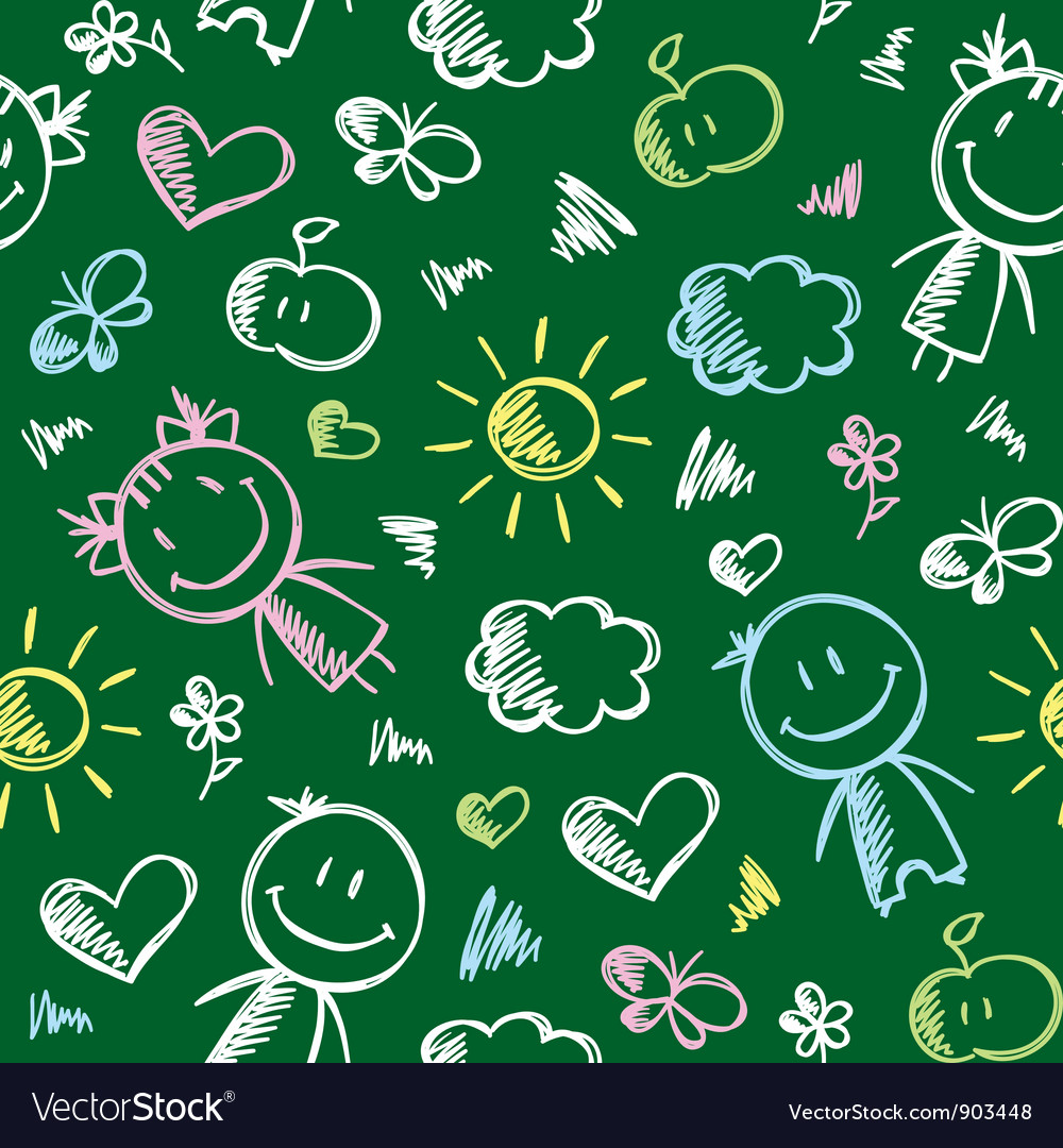 Hand drawn kid pattern Royalty Free Vector Image
