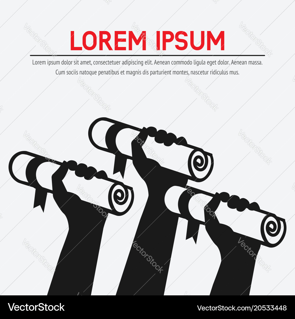 Hands with diplomas education concept Royalty Free Vector