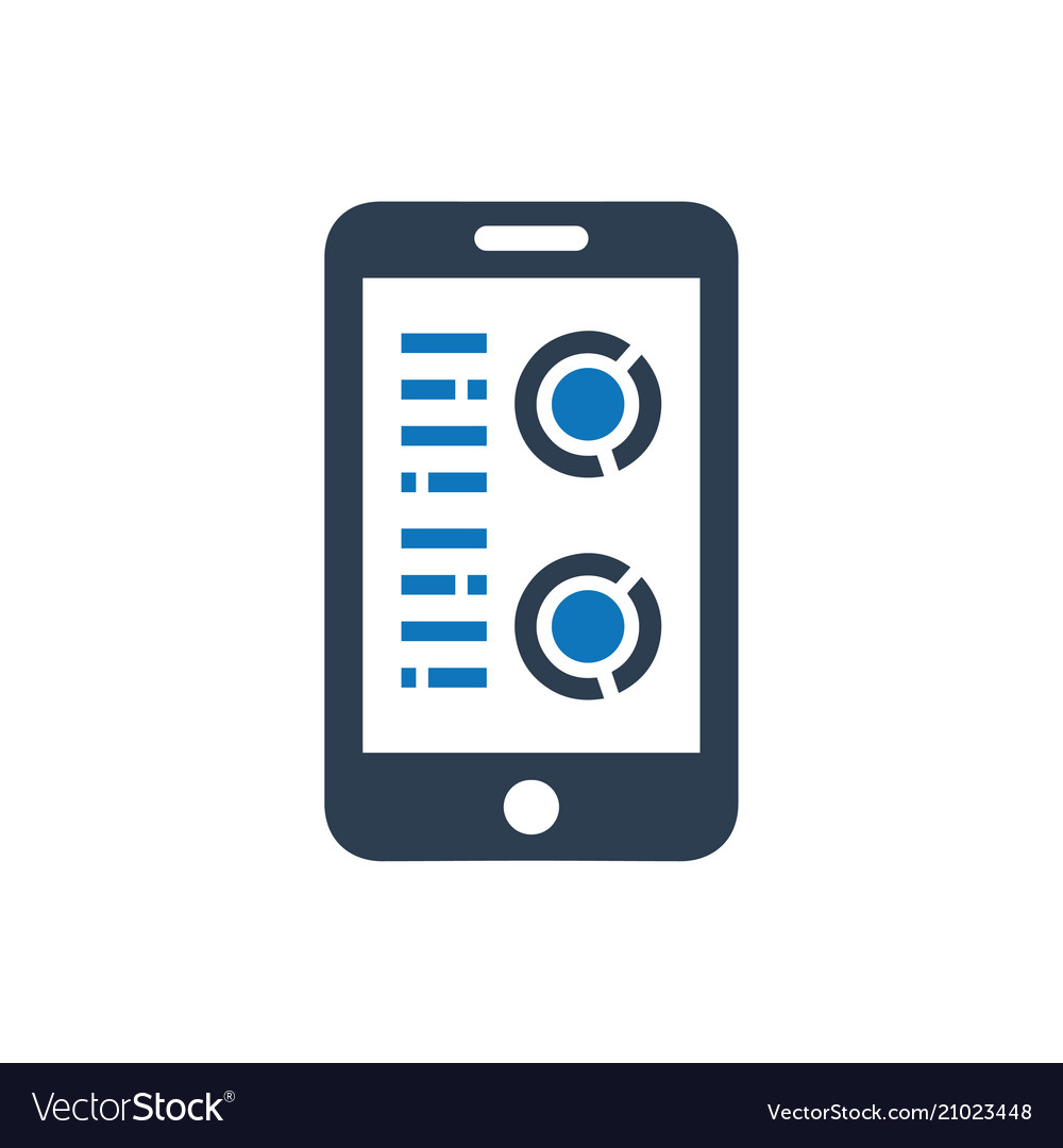 Mobile graphical report icon Royalty Free Vector Image