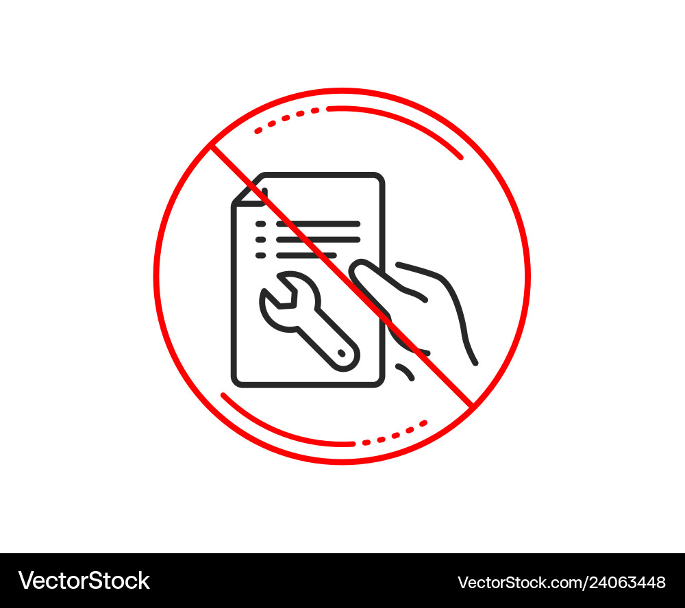 No or stop sign spanner tool line icon repair Vector Image