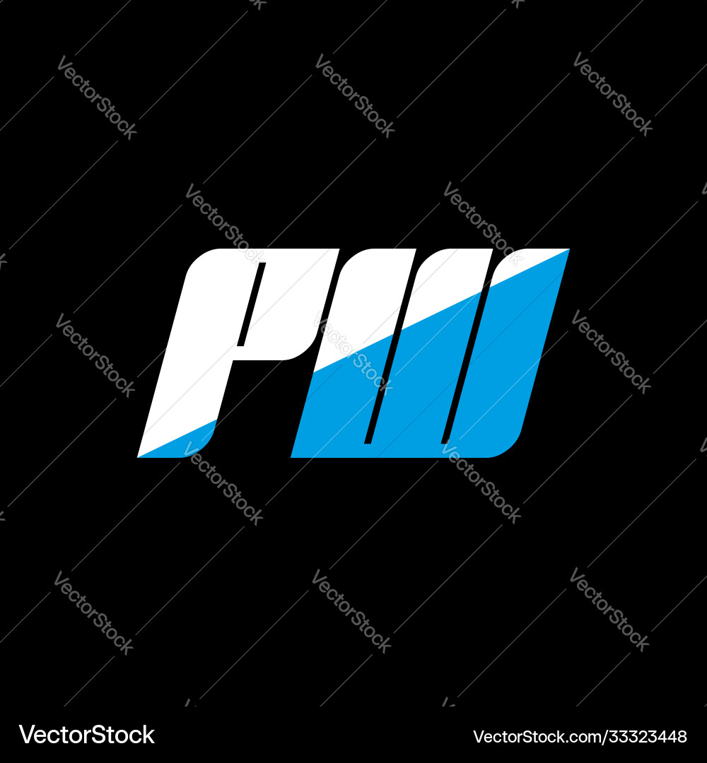Pw letter logo design on black background Vector Image