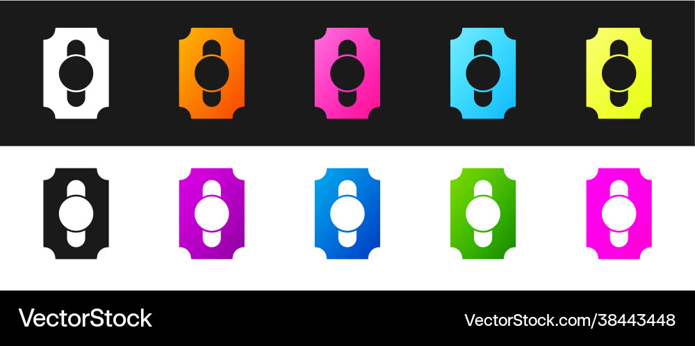 Set circus ticket icon isolated on black and white