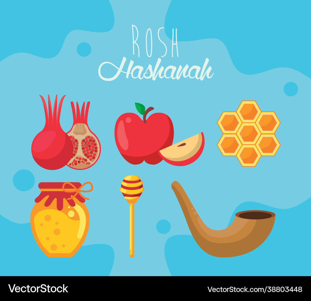 Six rosh hashana icons Royalty Free Vector Image