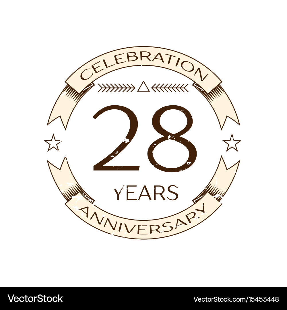 Twenty eight years anniversary celebration logo Vector Image