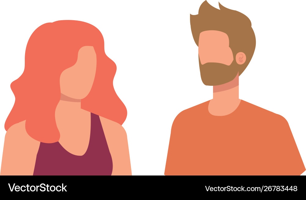 Young lovers couple avatars characters Royalty Free Vector