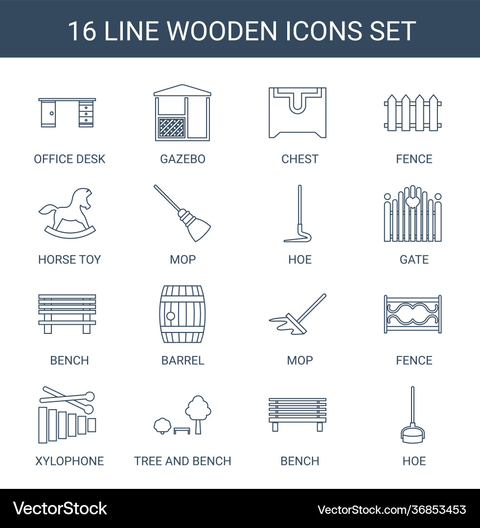 16 wooden icons Royalty Free Vector Image - VectorStock