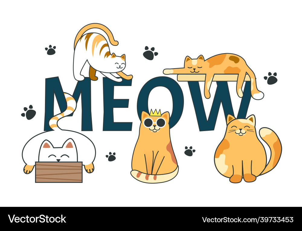 Cute poster with cats Royalty Free Vector Image