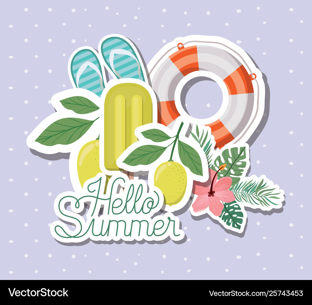 Hello summer and vacation stickers design Vector Image