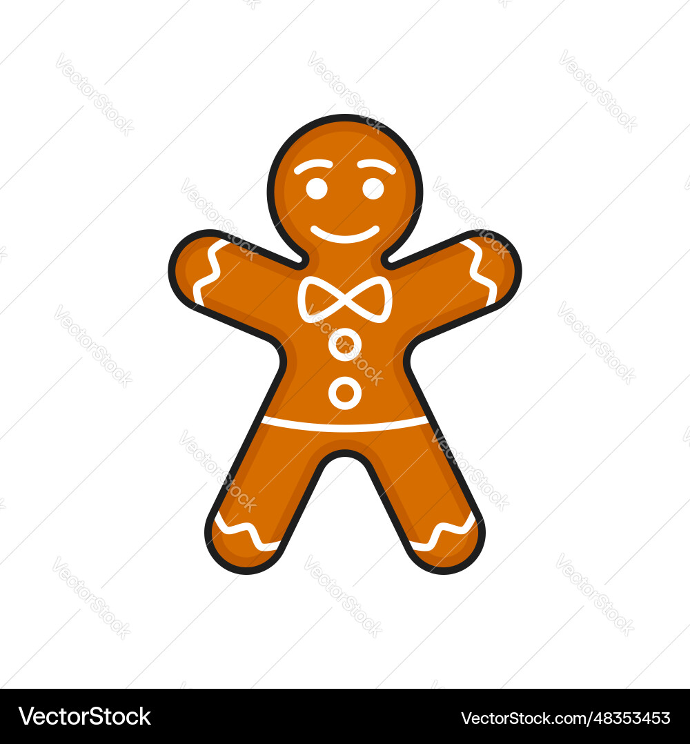 Holiday gingerbread man cookie bakery line icon Vector Image