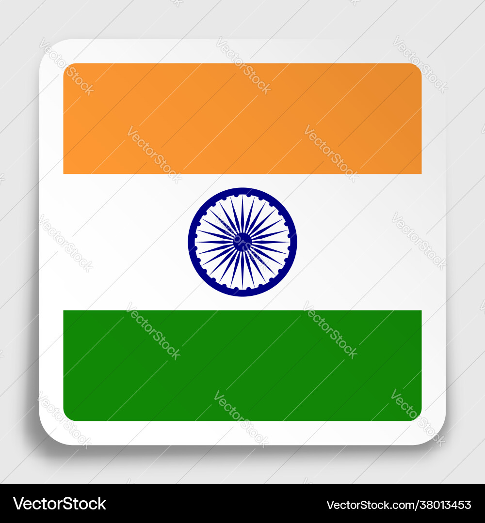 India flag icon on paper square sticker Royalty Free Vector