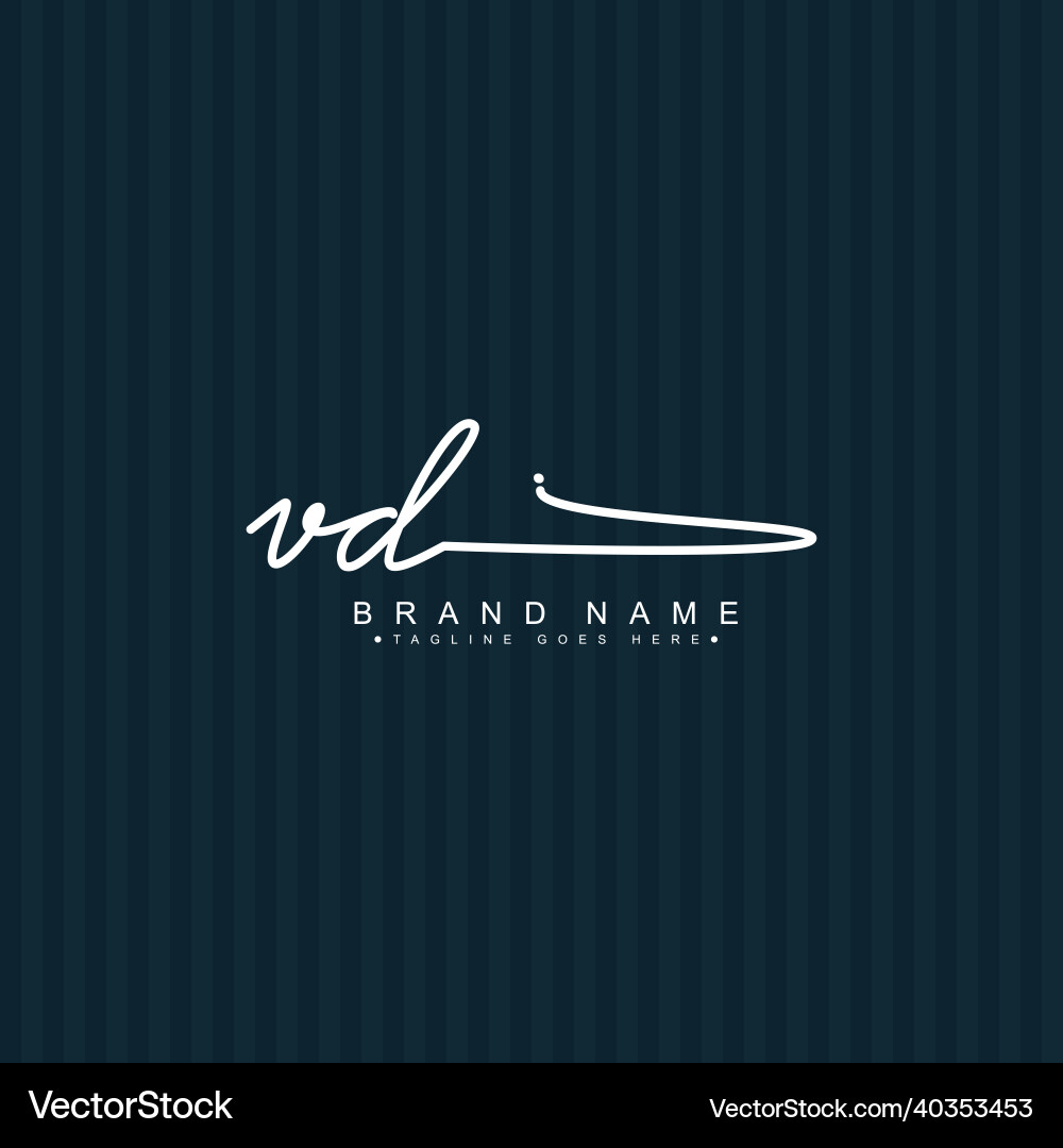 Initial letter vd logo - handwritten signature Vector Image
