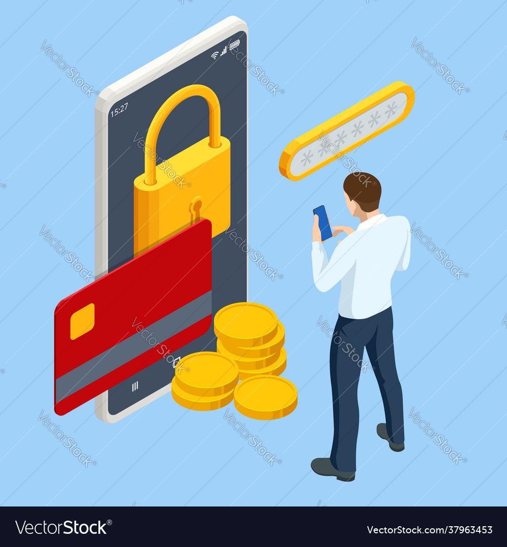 Isometric Data Security System Cyber Royalty Free Vector