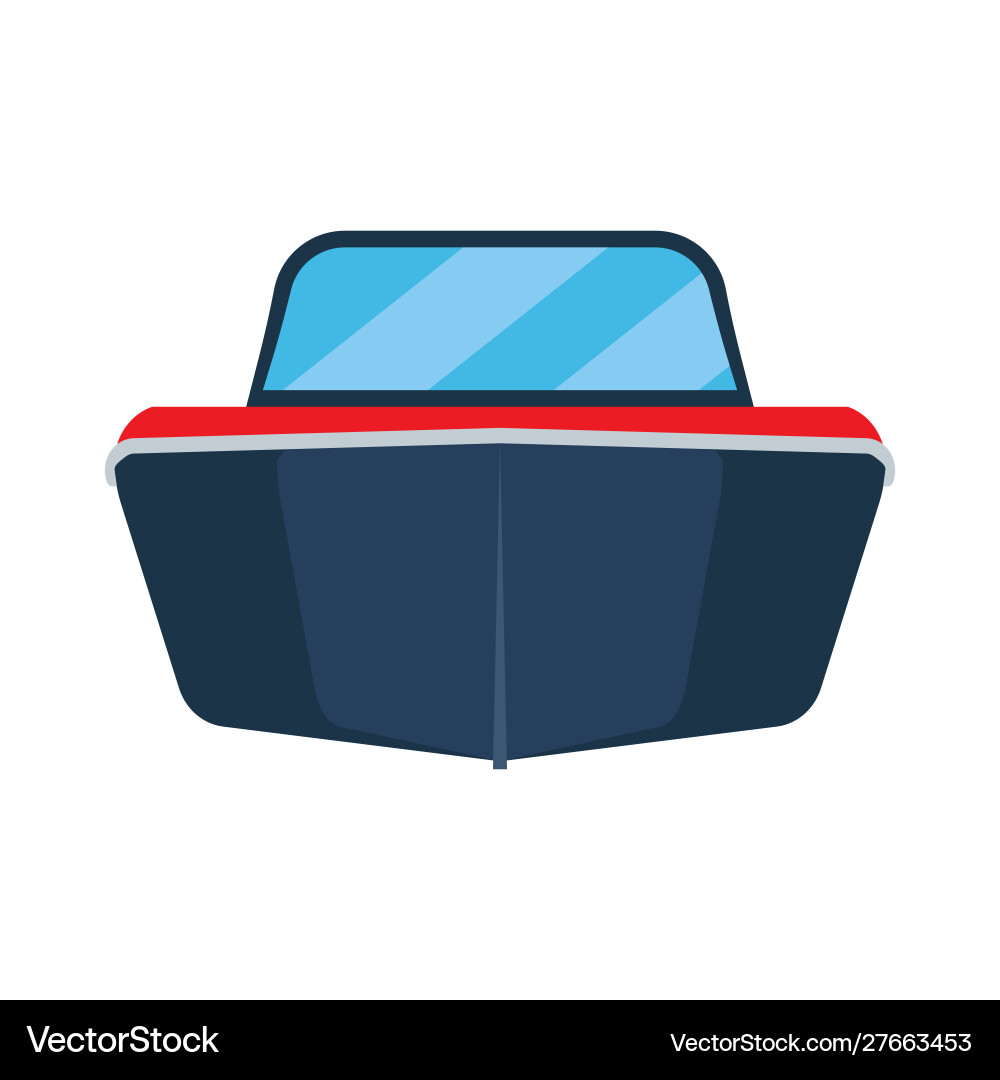 Motor boat front view flat icon isolated cruise Vector Image