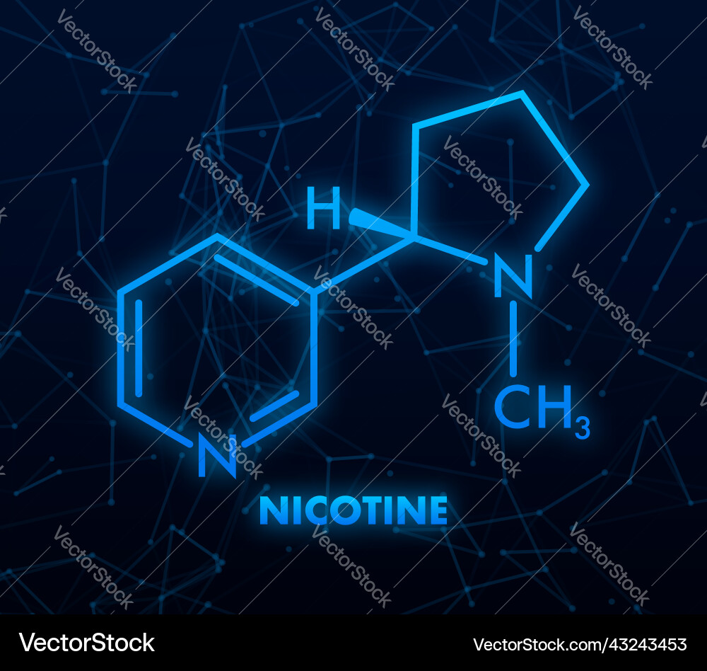Nicotine tobacco stimulant molecule flat Vector Image