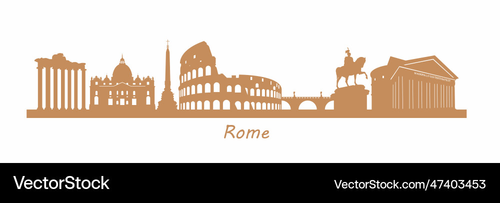 Panoramic view of rome rome silhouette Royalty Free Vector
