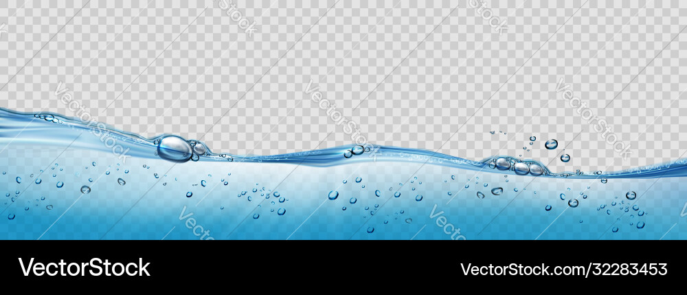 Realistic transparent water waves with air Vector Image