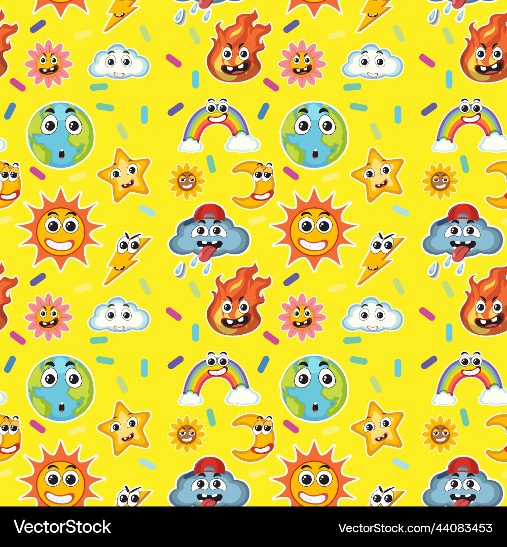 Seamless pattern with cute weather cartoon element