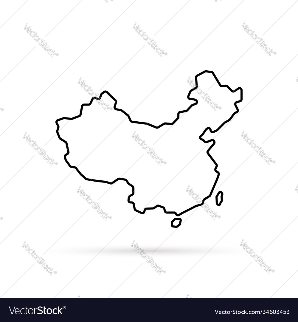 Simple linear china map icon Royalty Free Vector Image