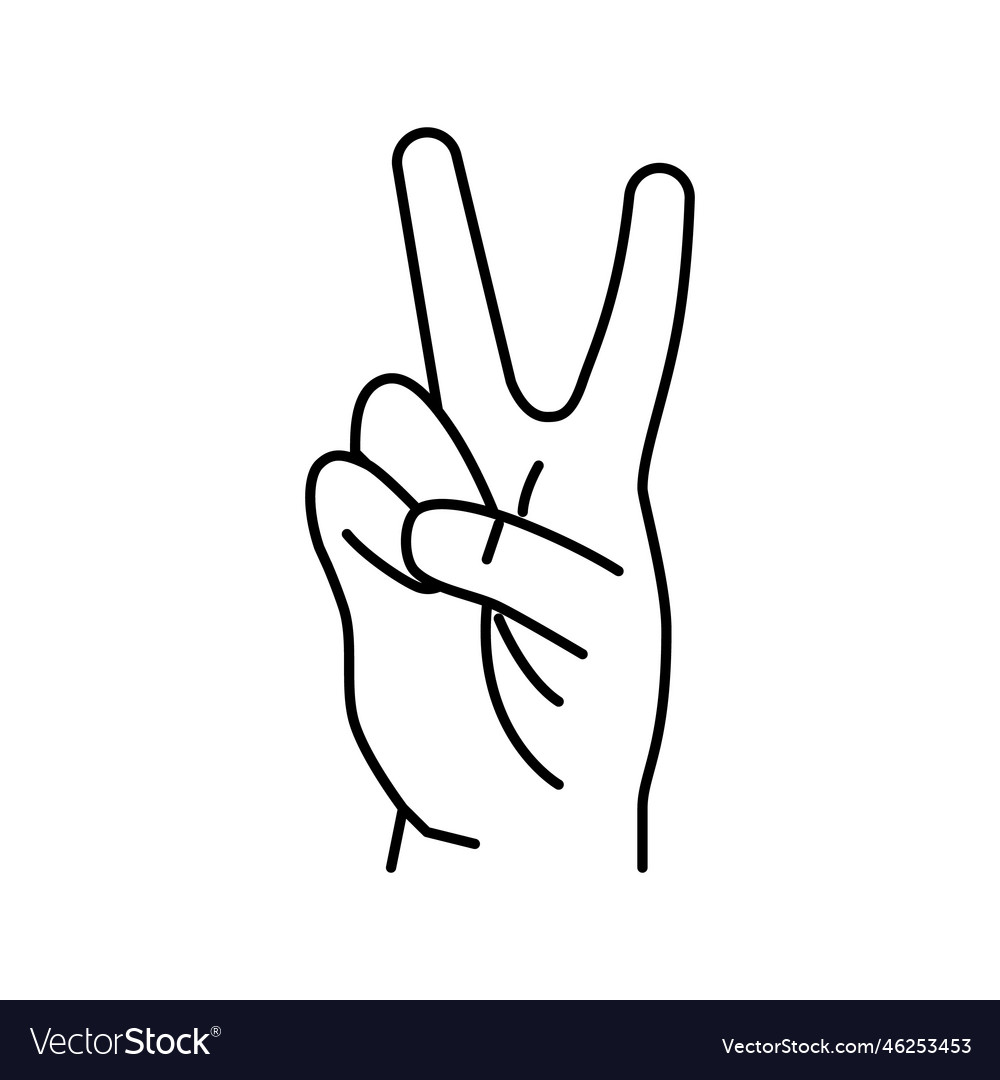 Two number hand gesture line icon Royalty Free Vector Image