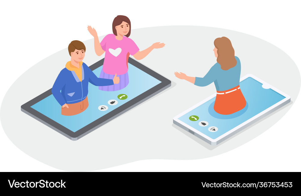Video call with friend people communicating Vector Image