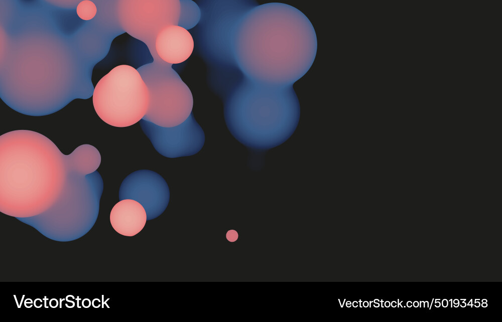 Abstract 3d fluid metaball shape with violet balls