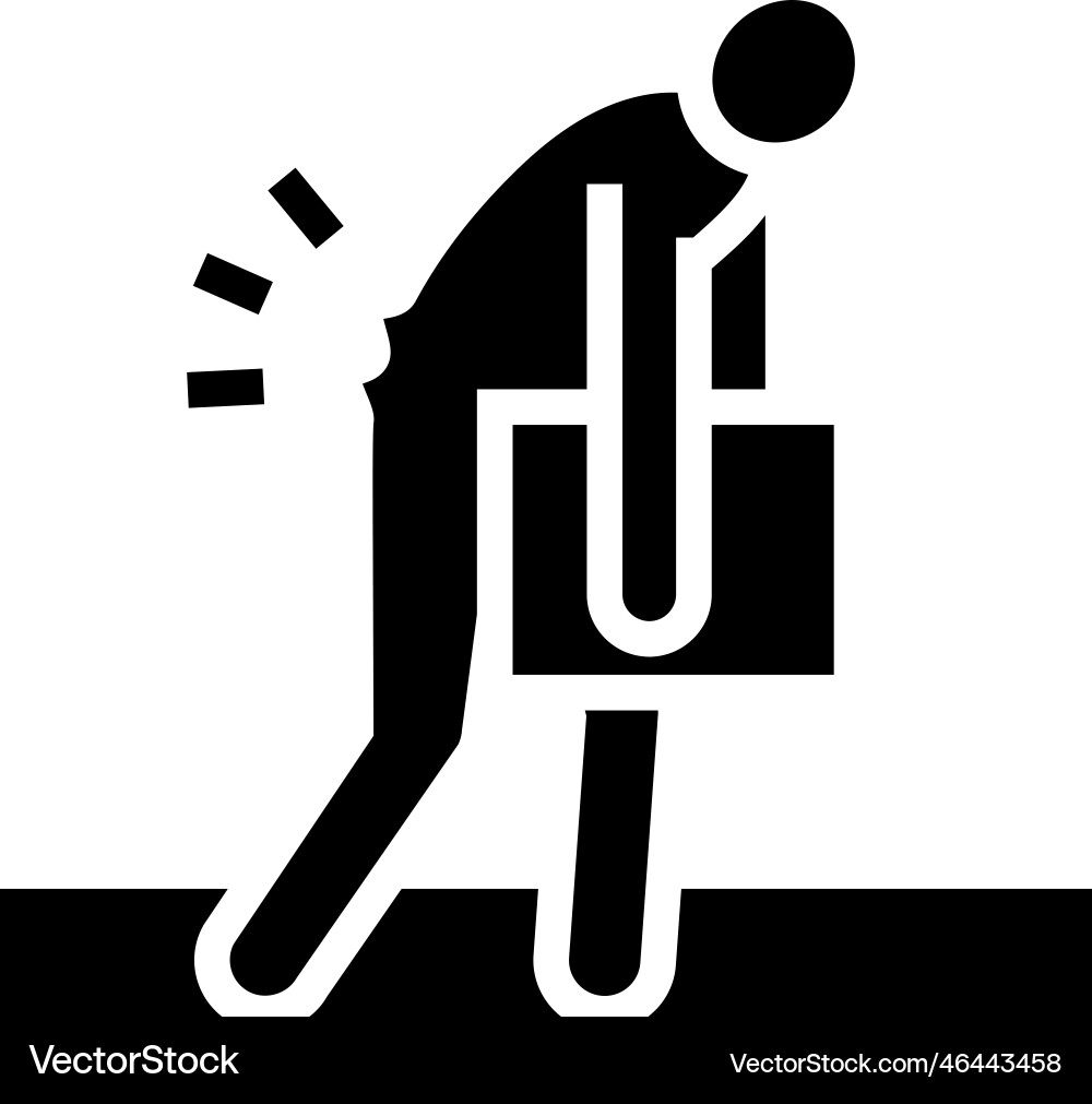 Back hurts man sprain glyph icon Royalty Free Vector Image