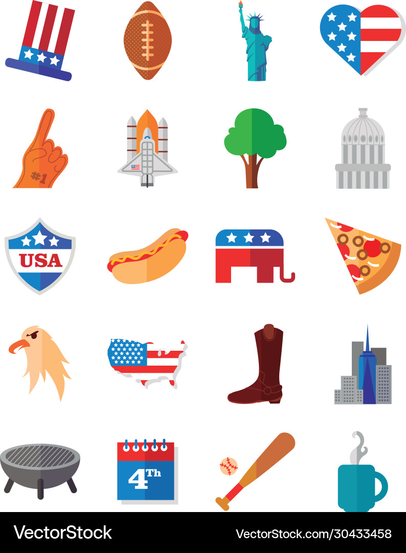 Bundle usa set icons Royalty Free Vector Image