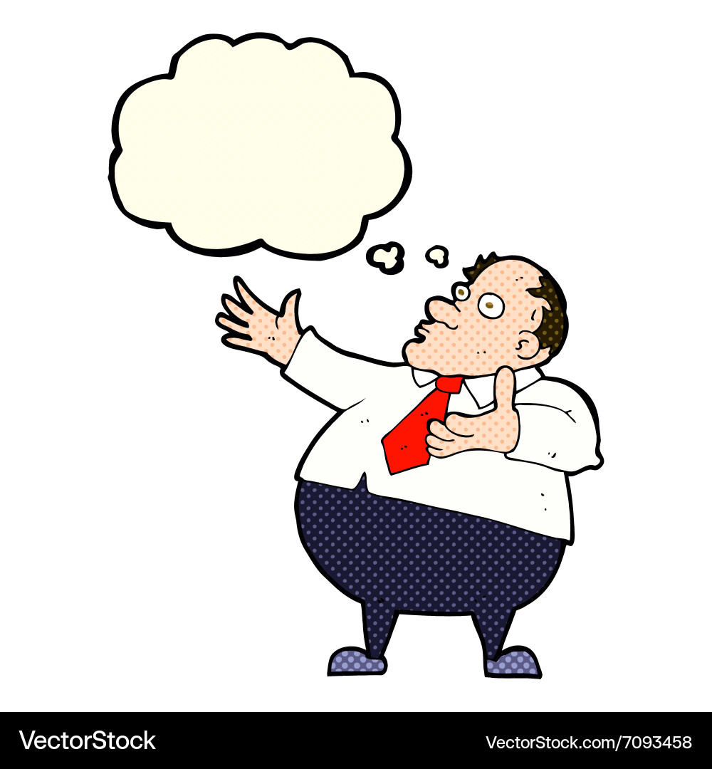 Cartoon exasperated middle aged man with thought Vector Image