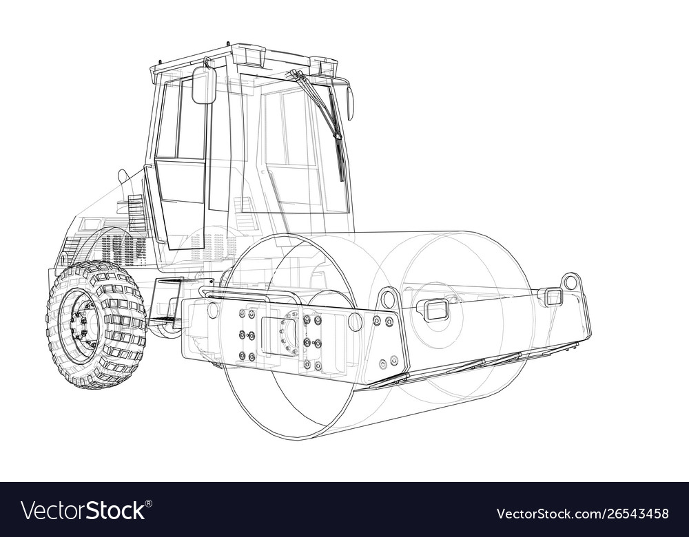 Construction machine asphalt compactor Royalty Free Vector