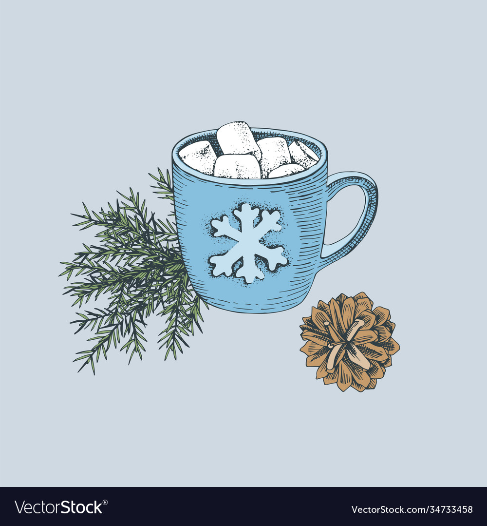 Cup hot chocolate with marshmallows Royalty Free Vector