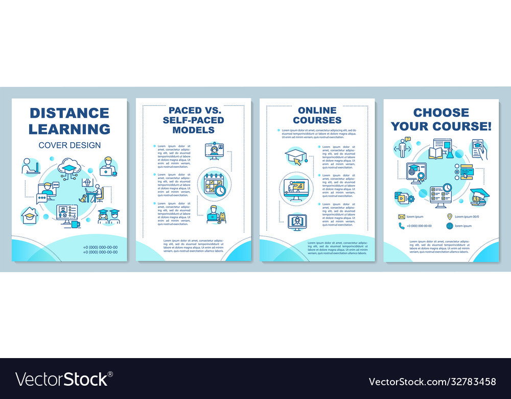 Distance learning brochure template Royalty Free Vector