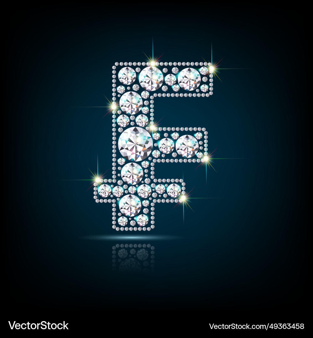 Franc currency symbol diamond realistic Royalty Free Vector