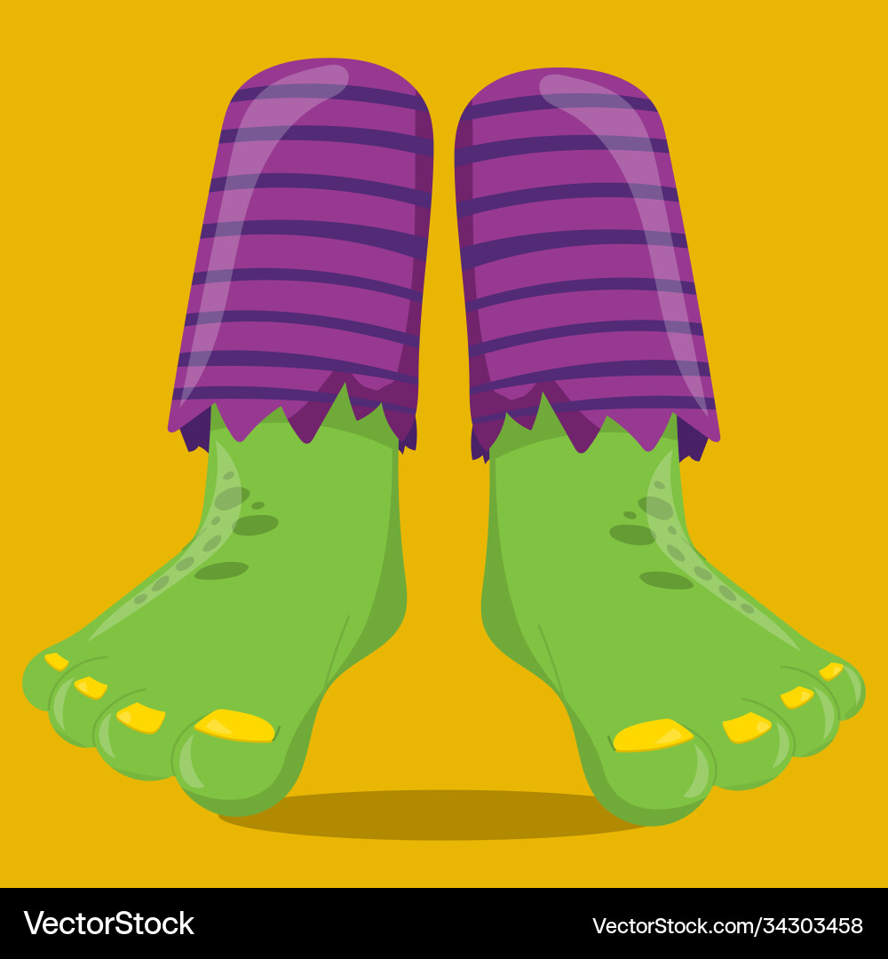 Halloween feet monster 03 Royalty Free Vector Image
