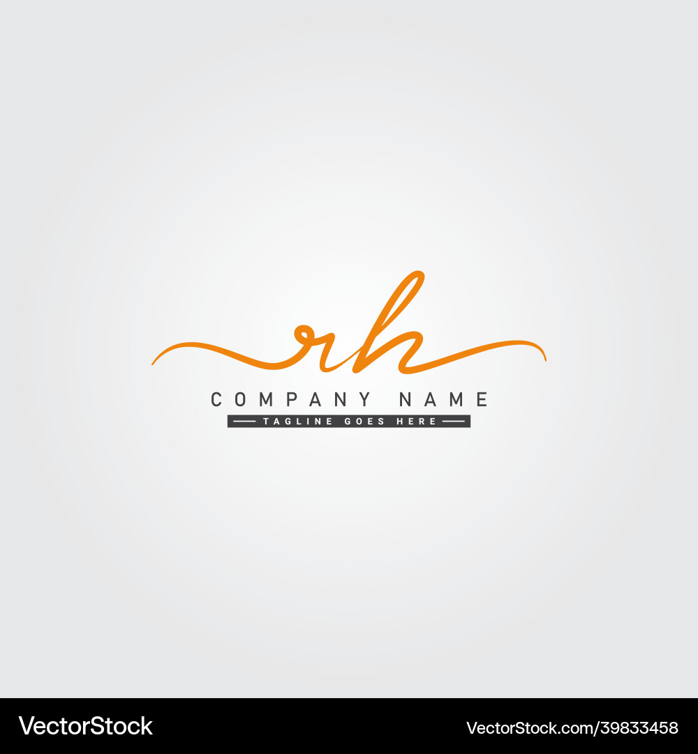Initial letter rh logo hand drawn signature Vector Image