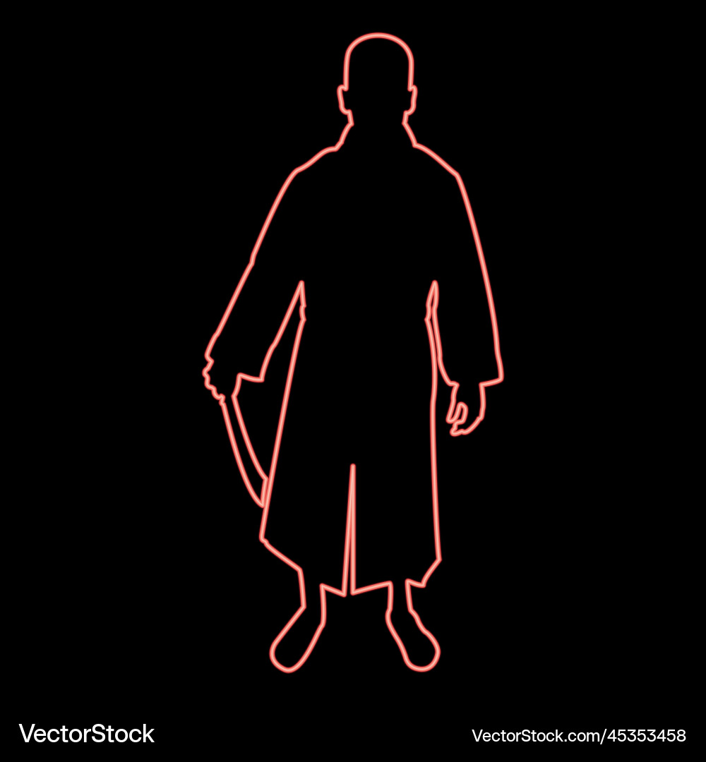 Neon man with sword machete cold weapons in hand Vector Image