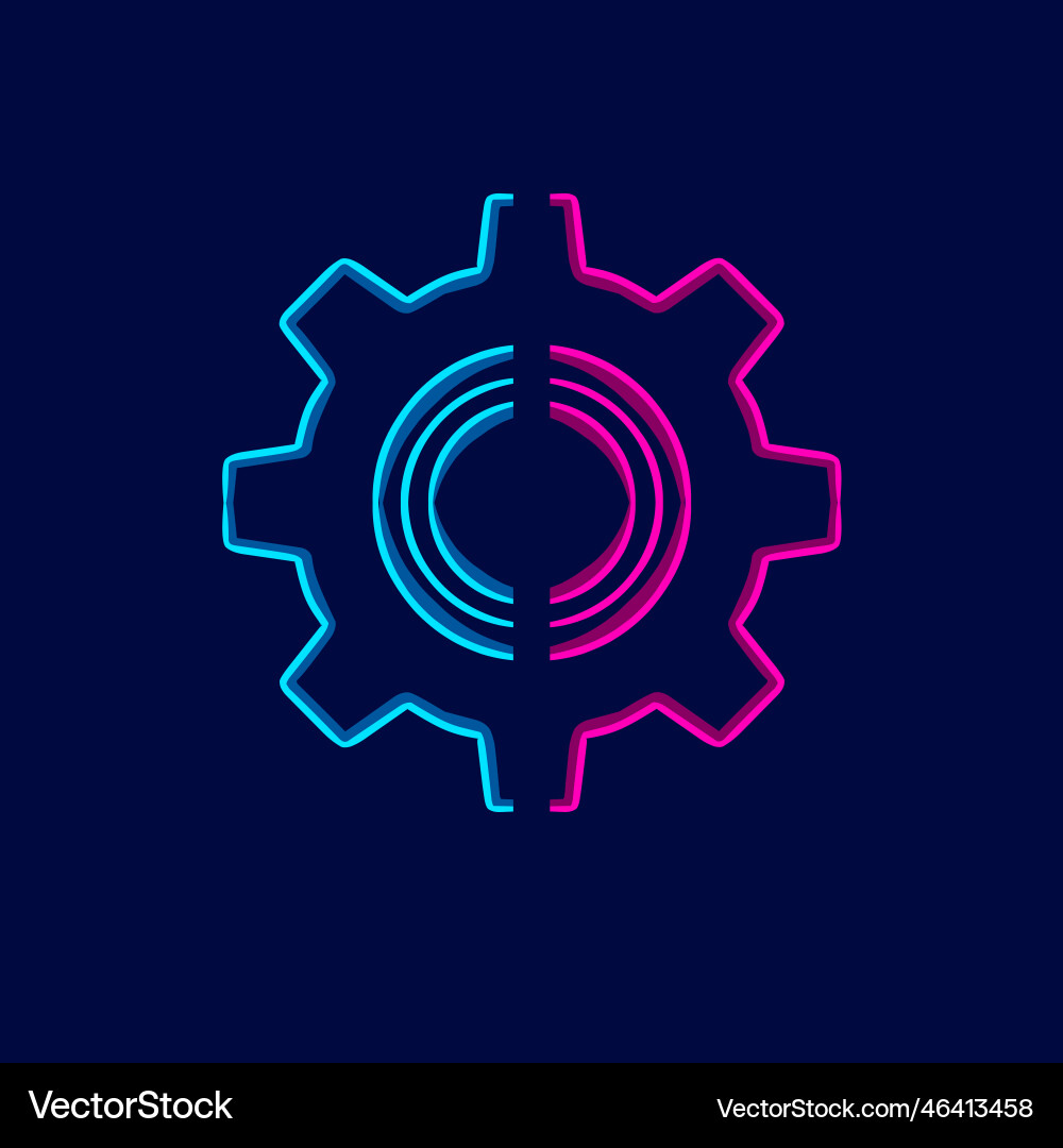 Technical mechanic gear logo line neon art Vector Image