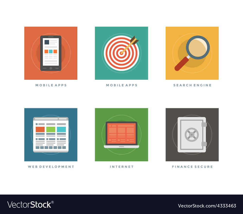Business flat design icons Royalty Free Vector Image