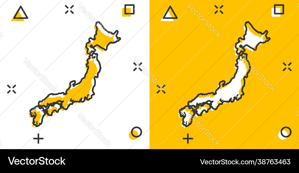 Cartoon colored japan map icon in comic style Vector Image